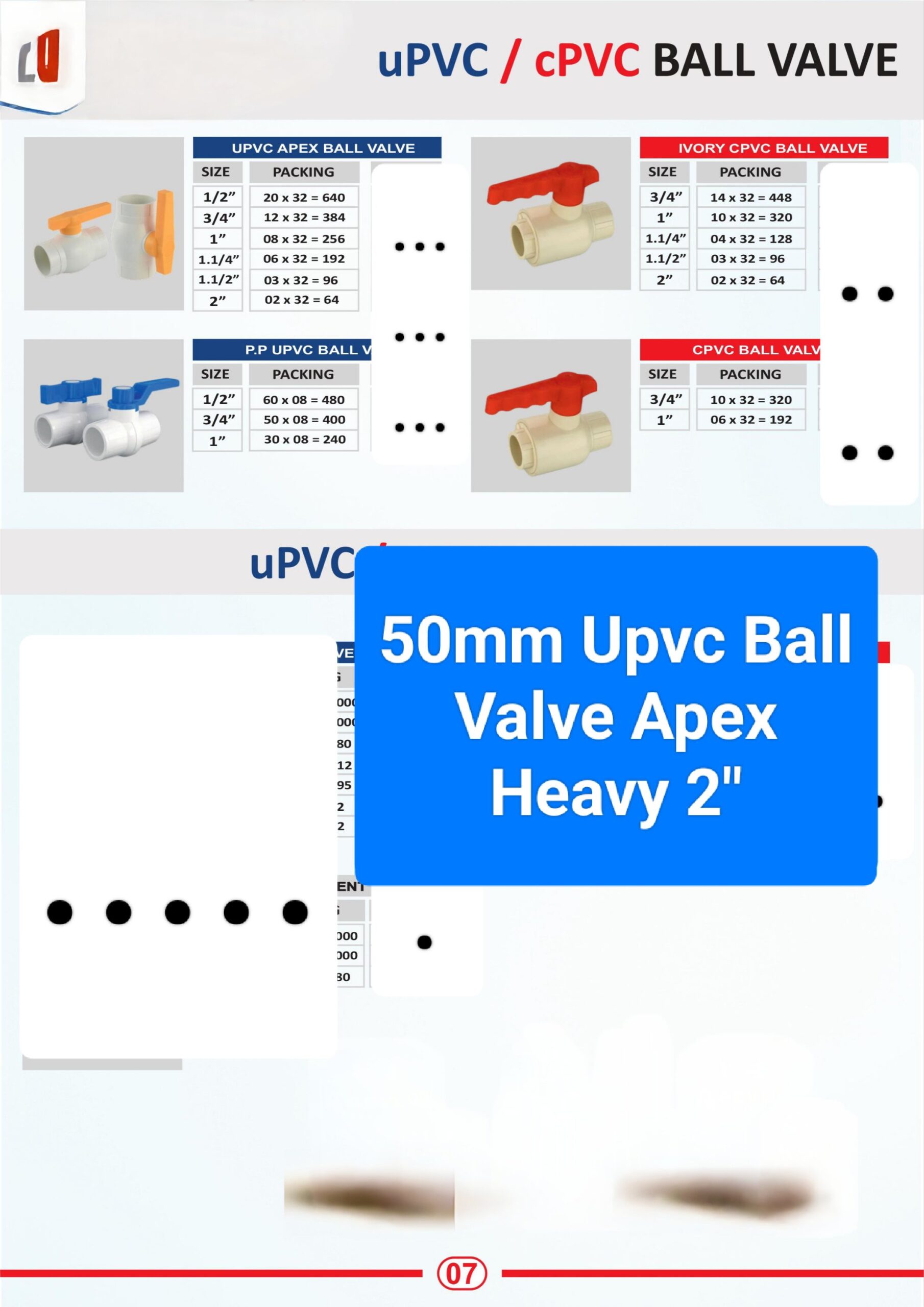 50mm Upvc Ball Valve Apex Heavy 2" - KRISHNA LIGHT HOUSE